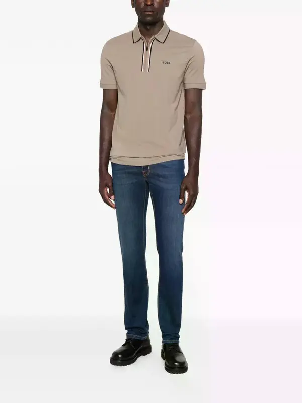 BOSS Philix Zip-fastening Polo Shirt - Neutrals