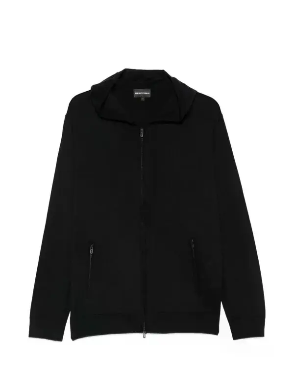 Emporio Armani Zip-up Virgin-wool Sweater - Black