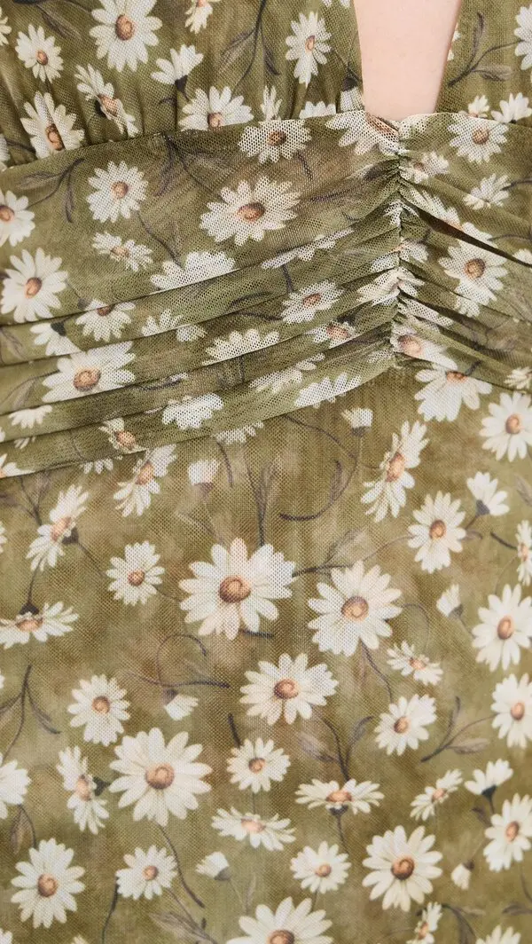 RESA Chelsea Halterneck Maxi Dress With Daisy Print And Ruched Details