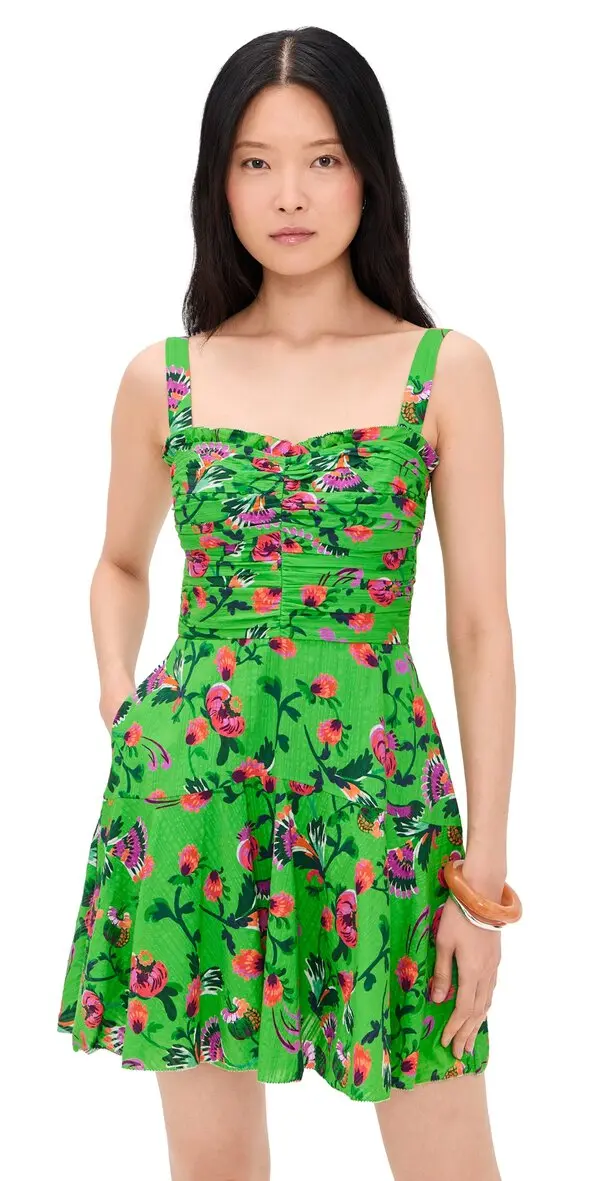 Saloni Rae Floral Print Sweetheart Neck Mini Dress