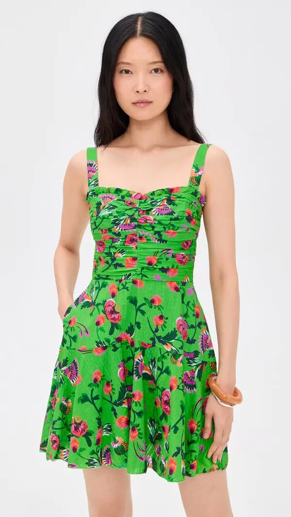 Saloni Rae Floral Print Sweetheart Neck Mini Dress
