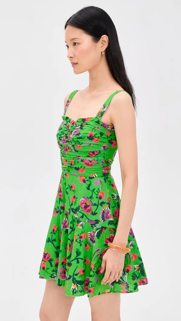 Saloni Rae Floral Print Sweetheart Neck Mini Dress