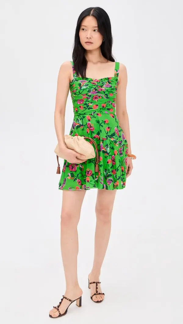 Saloni Rae Floral Print Sweetheart Neck Mini Dress