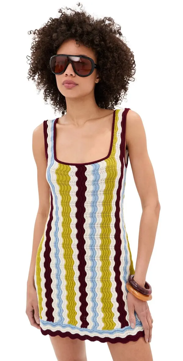 LE BOP Nadia Wavy Stripe Knit Dress - Citrine Stripe