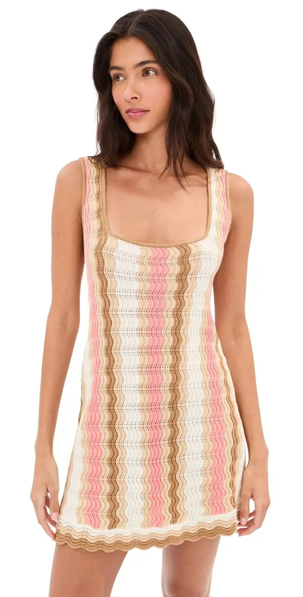 LE BOP Nadia Wavy Stripe Mini Dress - Pink Stripe
