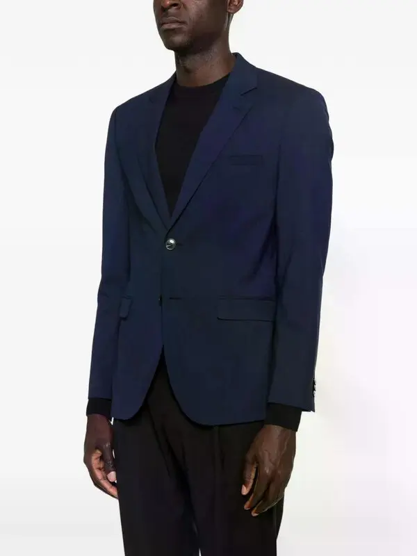 BOSS Single-breasted Notched-lapels Blazer - Blue