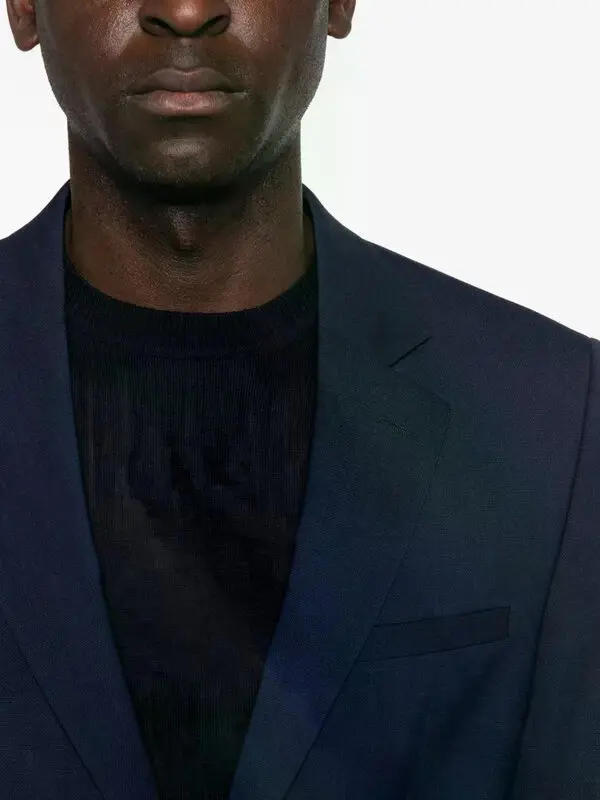 BOSS Single-breasted Notched-lapels Blazer - Blue
