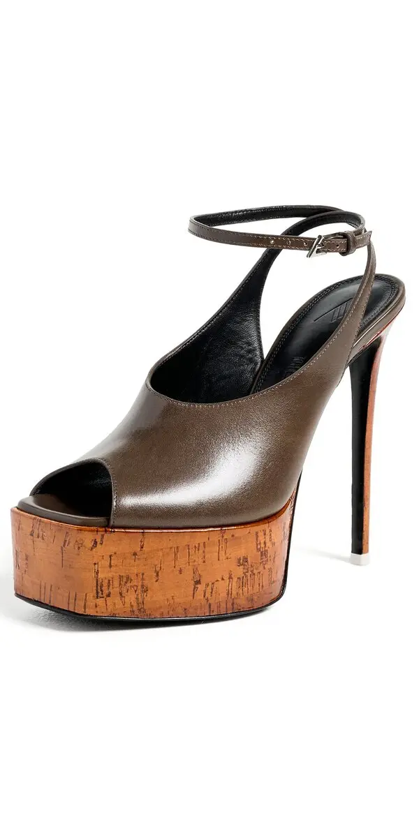 Attico Ornella Platform Stiletto Sandals - Brown