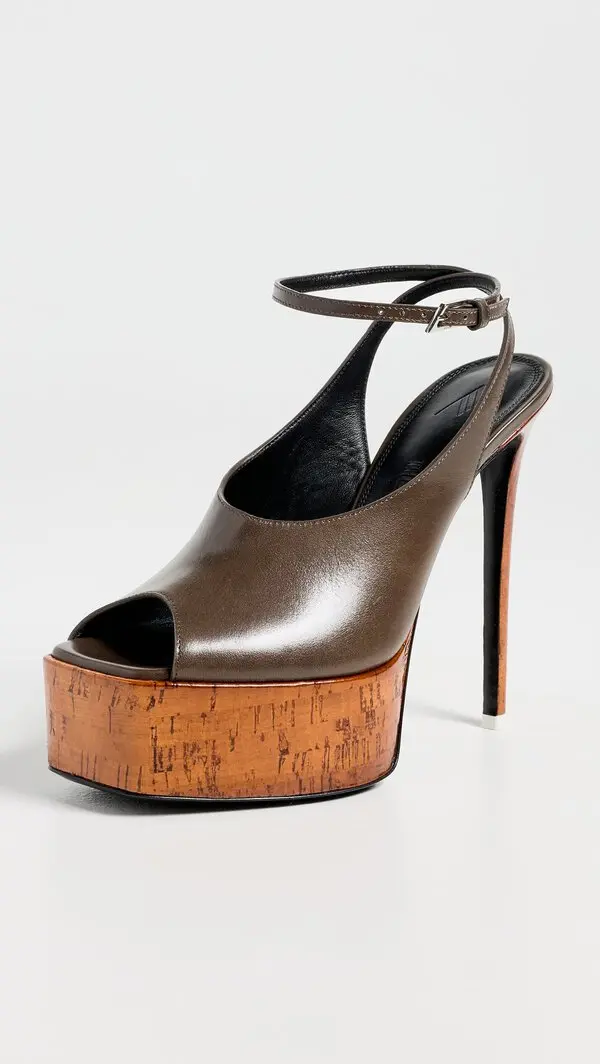 Attico Ornella Platform Stiletto Sandals - Brown