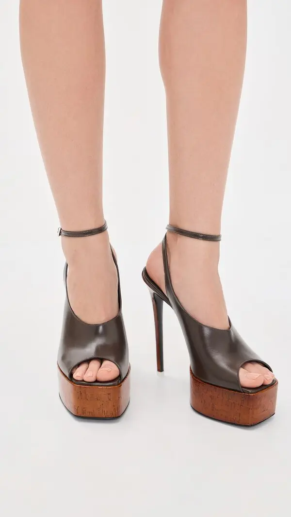 Attico Ornella Platform Stiletto Sandals - Brown