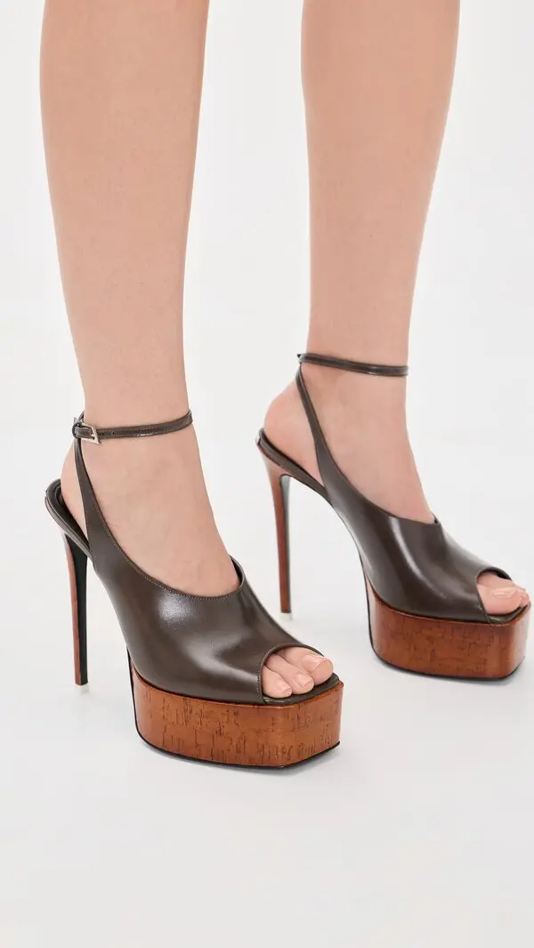 Attico Ornella Platform Stiletto Sandals - Brown