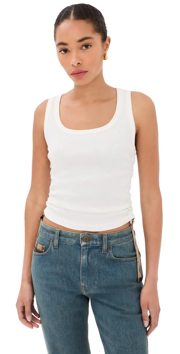 Burberry Ribbed Ruched Tank - Chalk