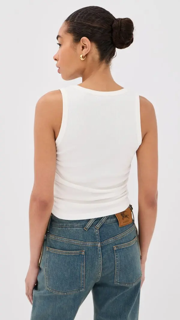 Burberry Ribbed Ruched Tank - Chalk