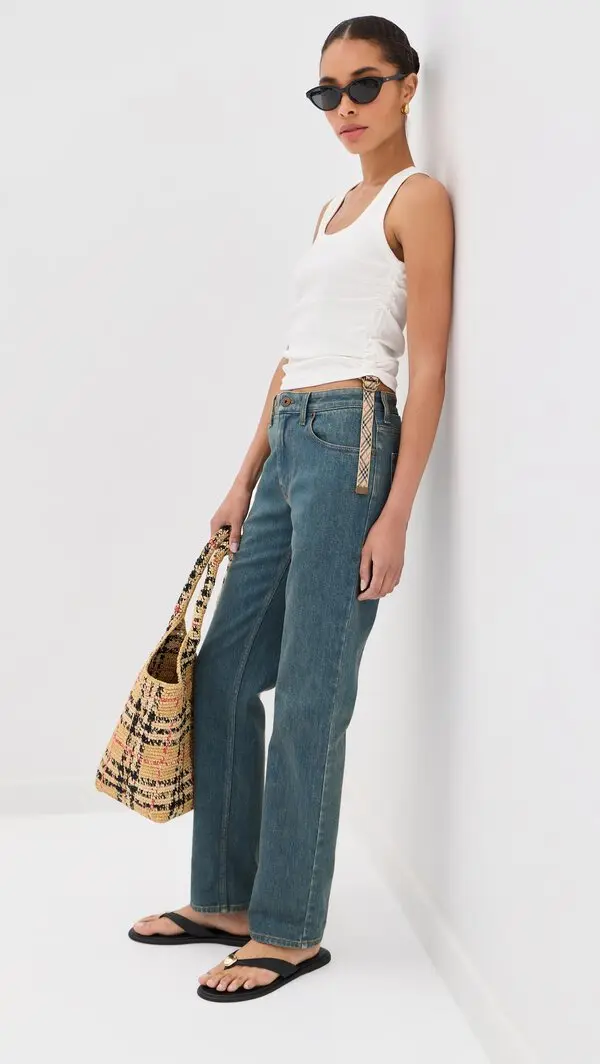 Burberry Ribbed Ruched Tank - Chalk