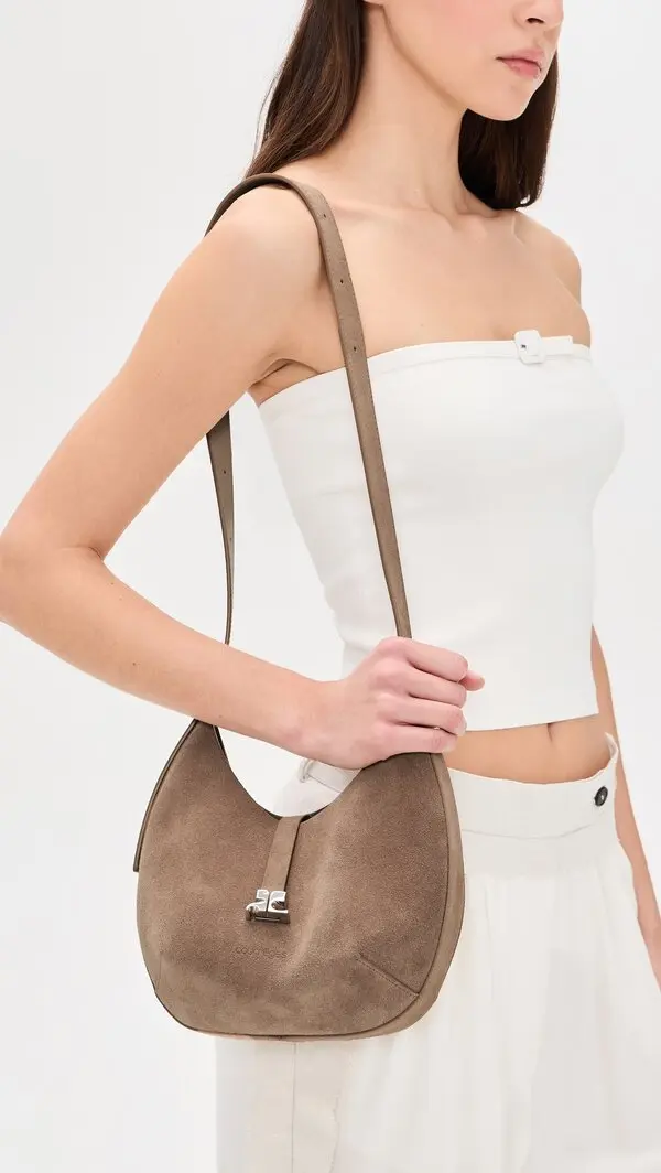 COURREGES Small Suede Hobo Bag