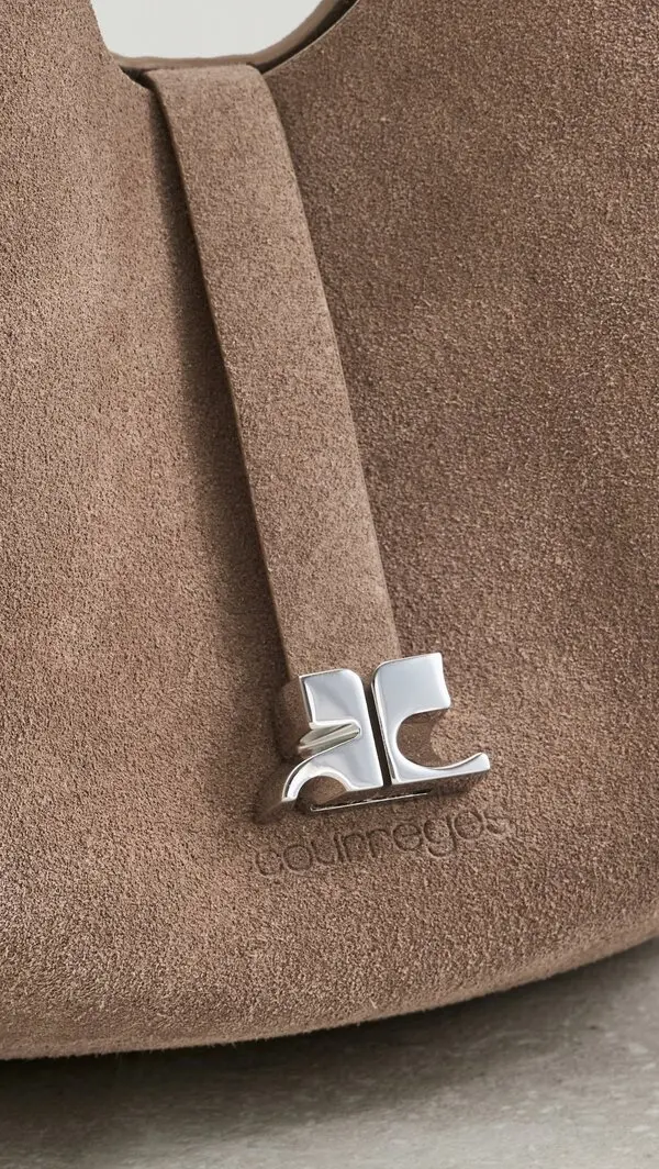 COURREGES Small Suede Hobo Bag