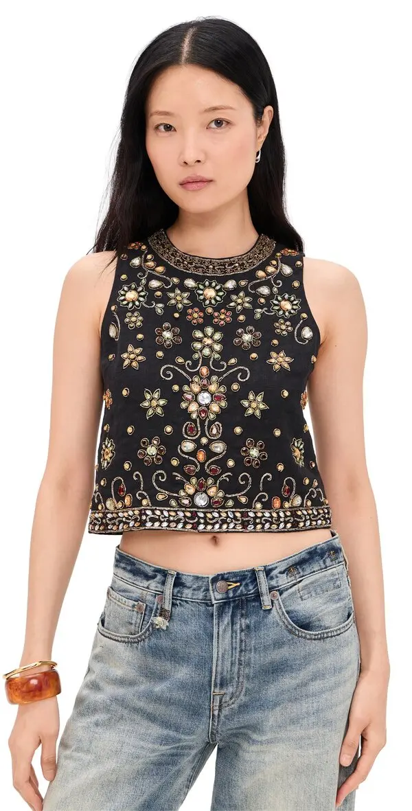 Alice + Olivia Embellished Boxy Tank Top