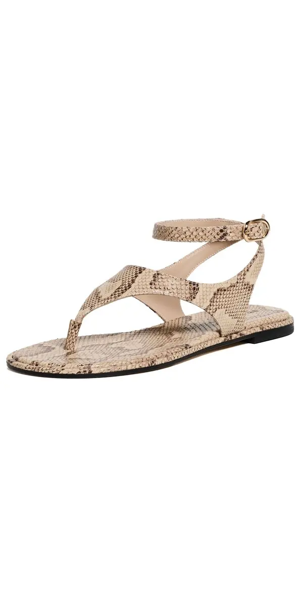 STUART WEITZMAN Marley Snake-embossed Goatskin Sandals - Adobe