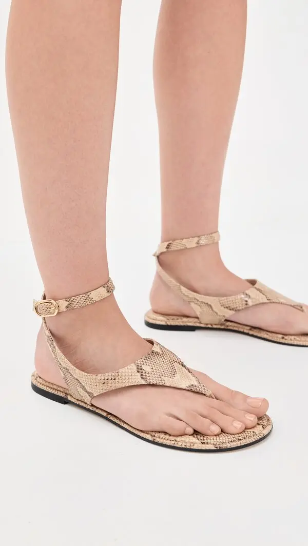 STUART WEITZMAN Marley Snake-embossed Goatskin Sandals - Adobe