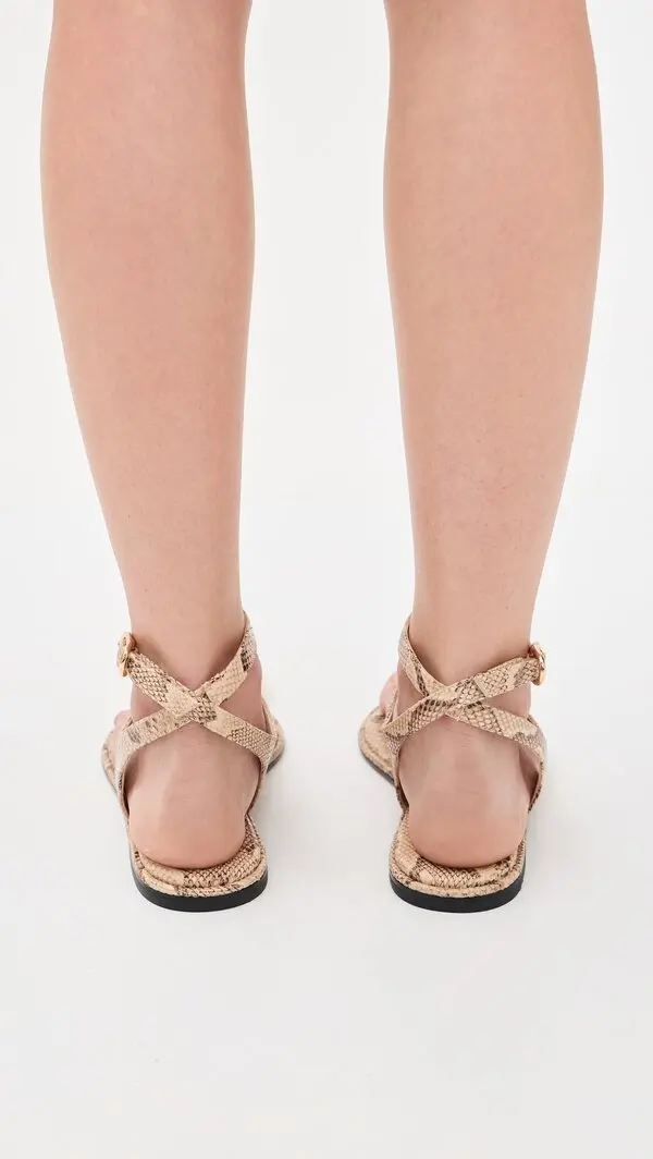 STUART WEITZMAN Marley Snake-embossed Goatskin Sandals - Adobe