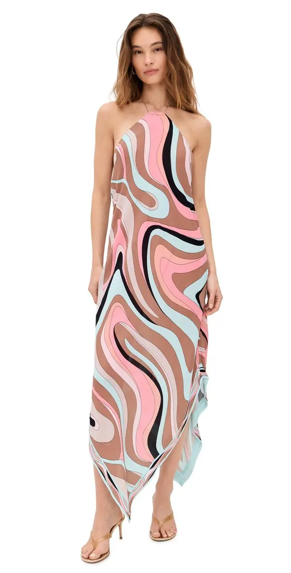 L'Agence Abstract Swirl Elise Midi Dress