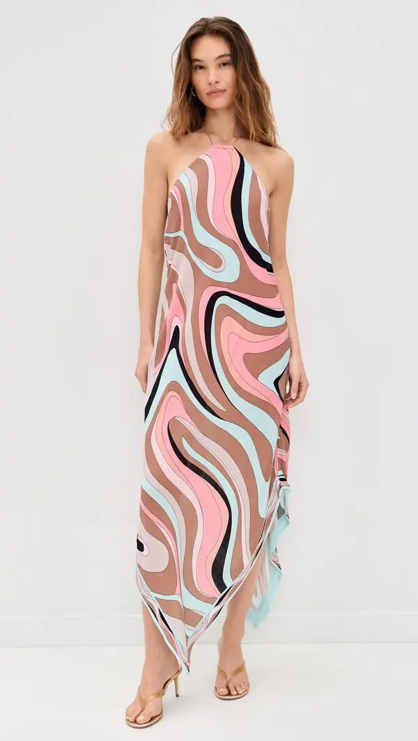 L'Agence Abstract Swirl Elise Midi Dress