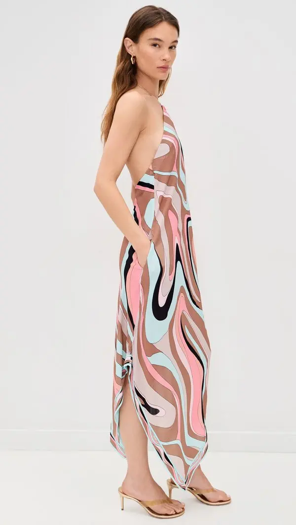L'Agence Abstract Swirl Elise Midi Dress