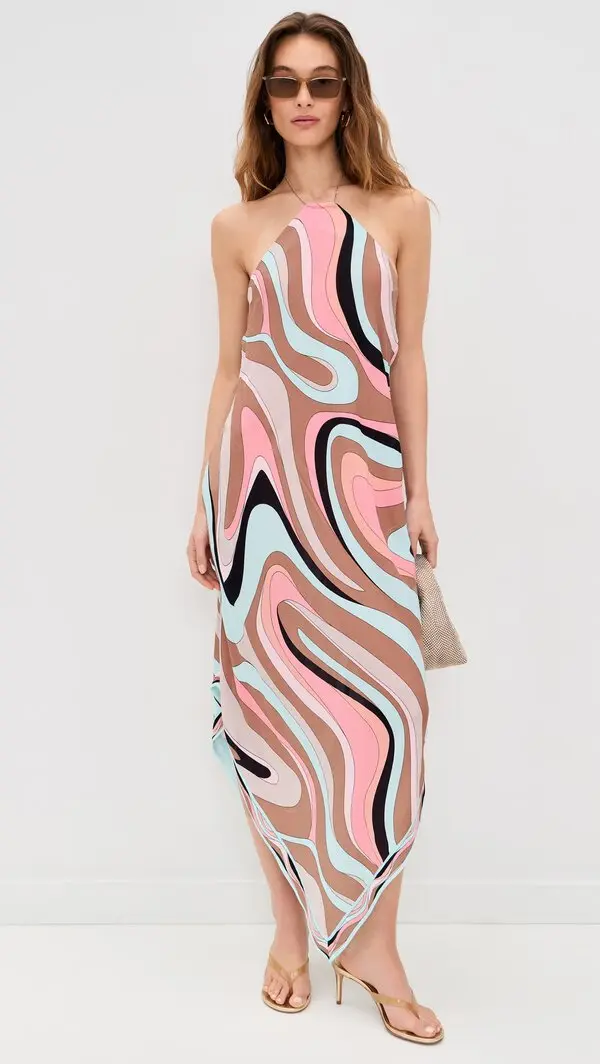 L'Agence Abstract Swirl Elise Midi Dress