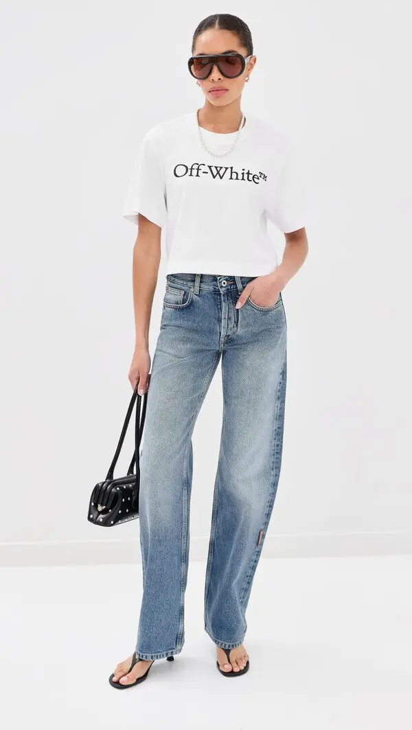 Off-White Logo Cropped T-shirt - White