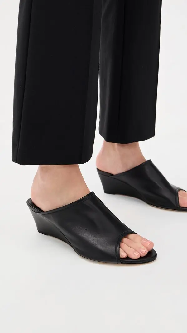 AeydĒ Suzanne Nappa Leather Wedge Sandals - Black