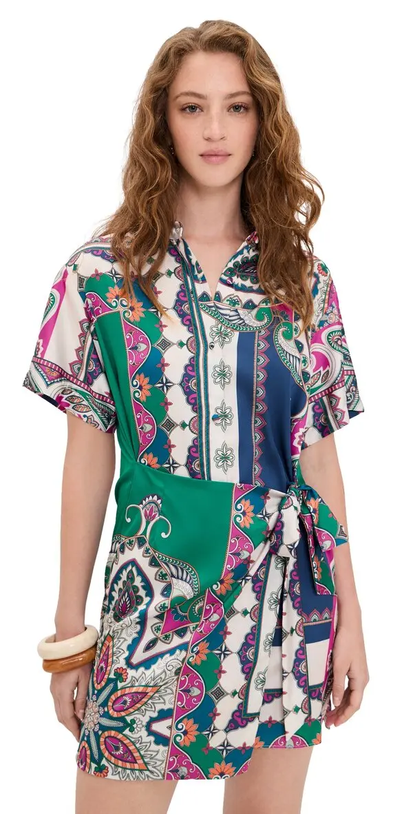 Misa Kezia Dress - Multicolored Patchwork Scarf