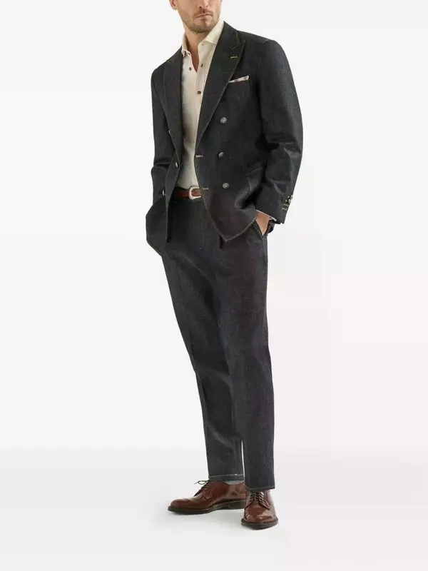 Brunello Cucinelli No-fade Lightweight Denim One-and-a-half Breasted Deconstructed Blazer With Patch-pockets And Metal Buttons - Grey