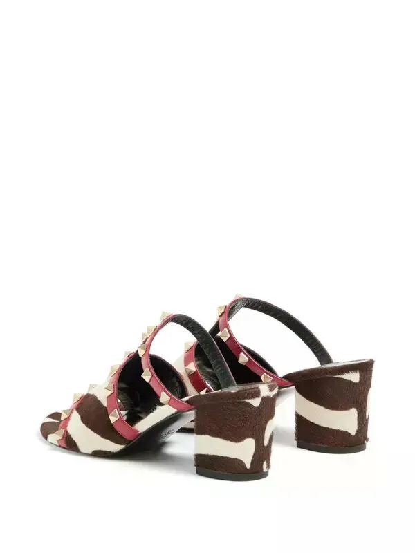 Valentino Garavani Rockstud Pony-effect Calfskin Slide Sandals