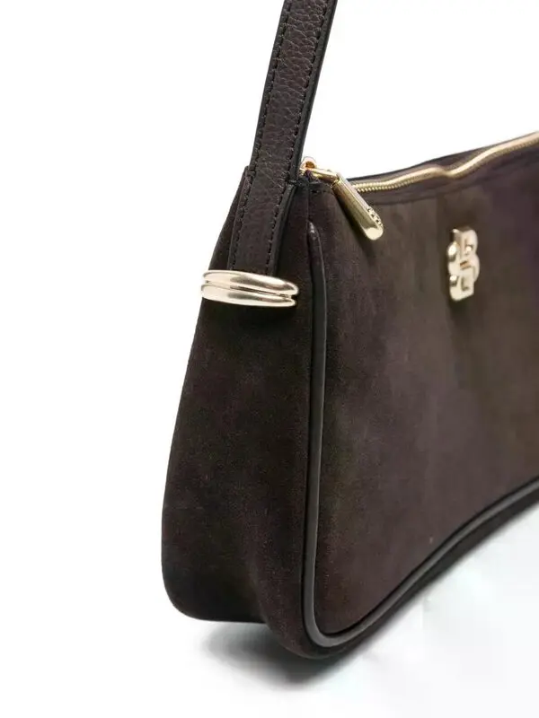 BOSS Logo Plaque Suede Shoulder Bag