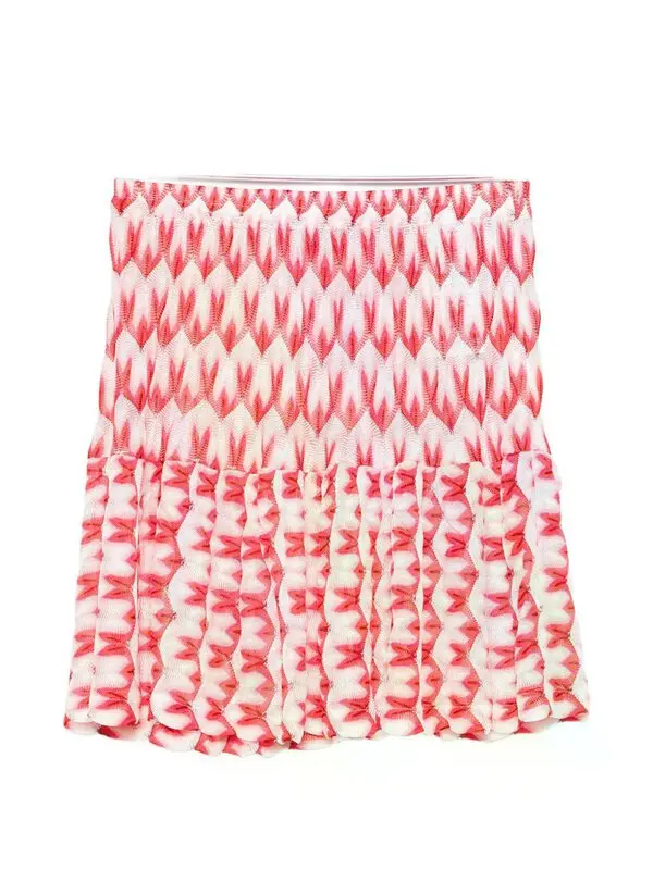 Missoni Zigzag-knit Ruffled Mini Skirt - Red
