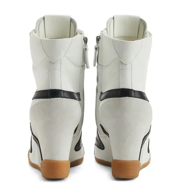 GIUSEPPE ZANOTTI Leather And Suede Wedge Sneakers
