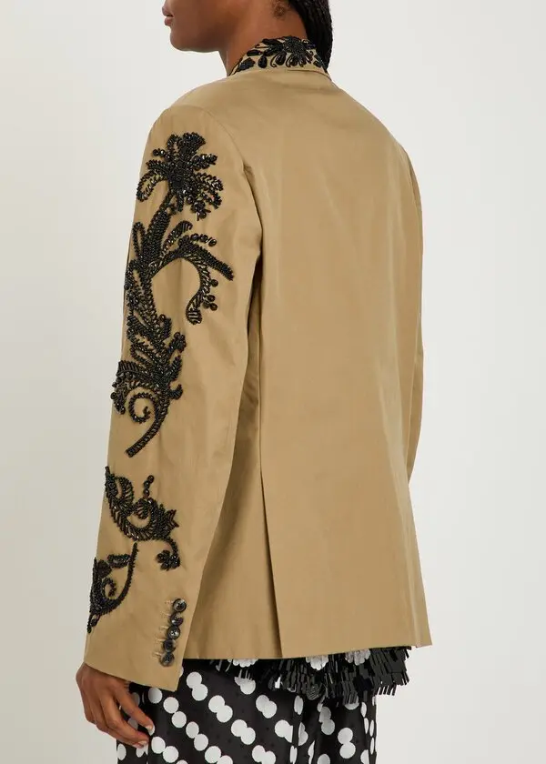 Dries Van Noten Bead-embellished Cotton-twill Blazer