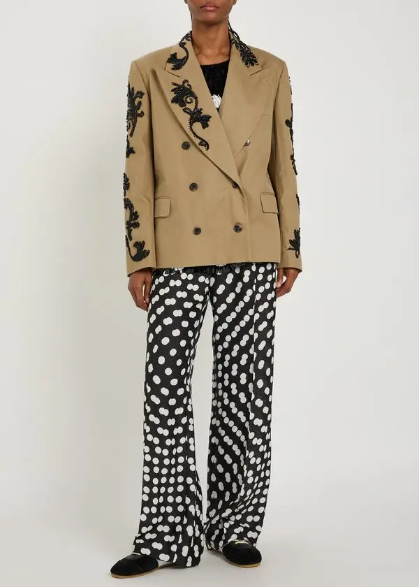 Dries Van Noten Bead-embellished Cotton-twill Blazer