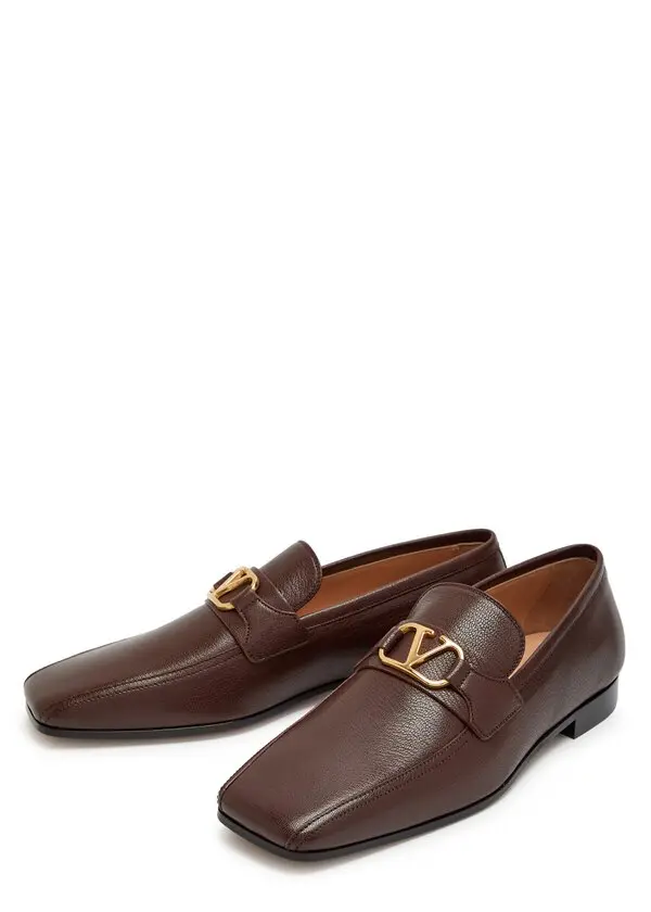 Valentino Garavani Vlogo Grained Leather Loafers