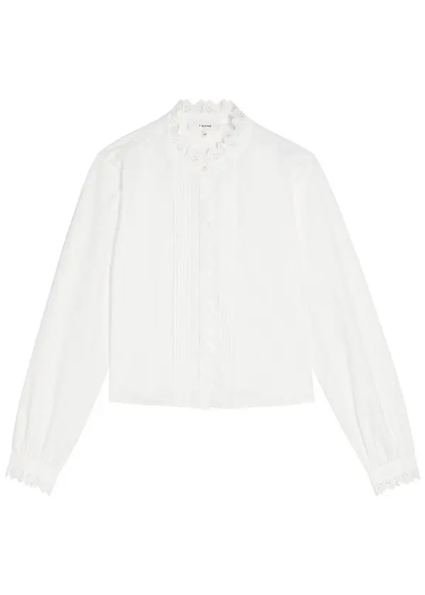 FRAME Keepsake Broderie Anglaise Cotton Poplin Blouse