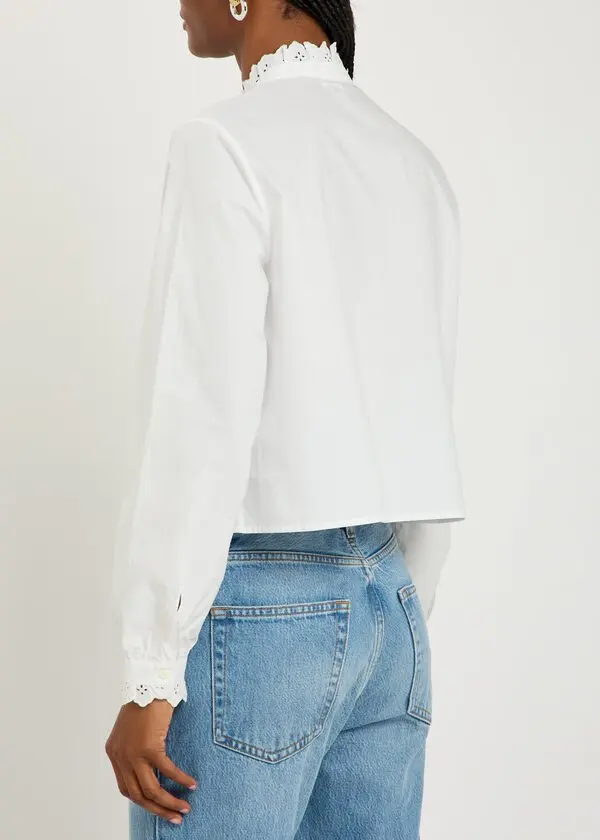 FRAME Keepsake Broderie Anglaise Cotton Poplin Blouse