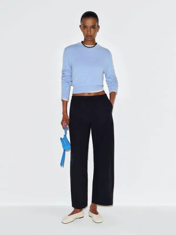 REFORMATION Elara Pant Wide Leg Drawstring Trousers - Black