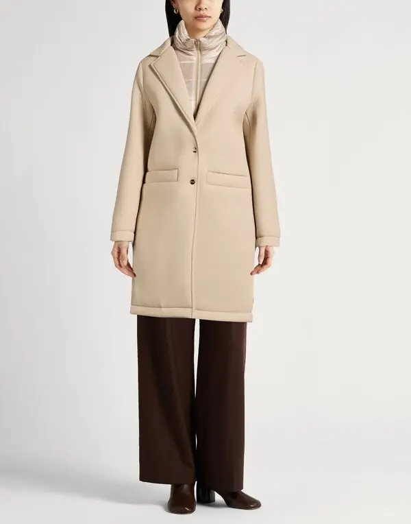 Herno Single-breasted Viscose Coat - Beige