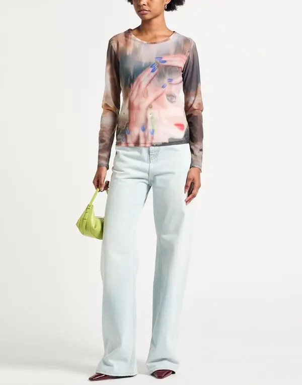 Sunnei Polyamide And Elastane Printed Long Sleeve Top - Beige