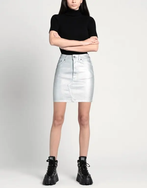 DONDUP Denim Skirt With Coated Effect
