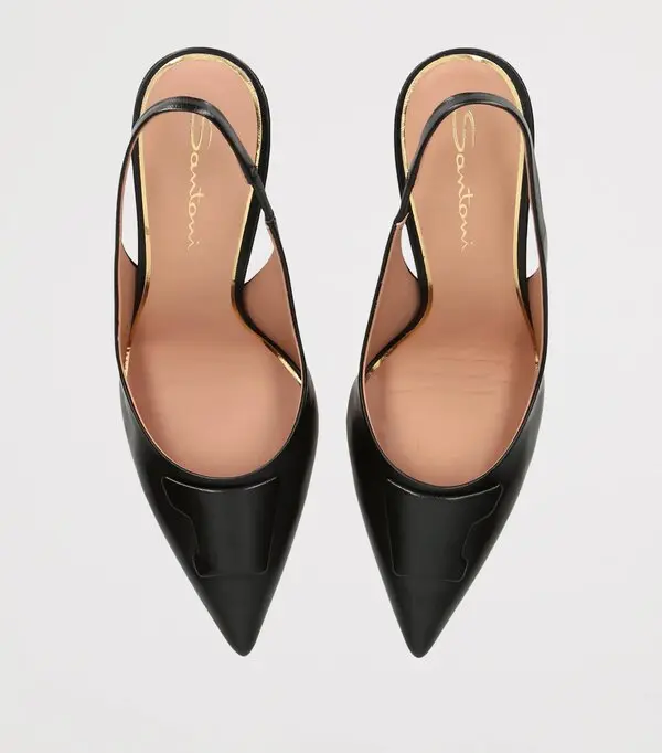 Santoni Leather Slingback Pumps