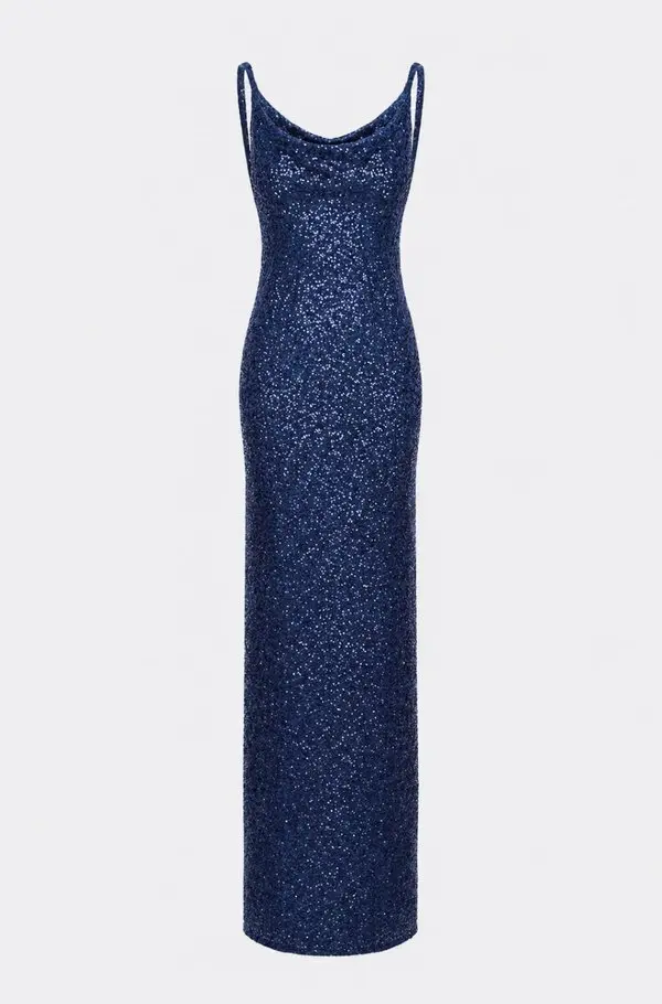 ROSERRY Margot Sequin Maxi Dress Navy - Green