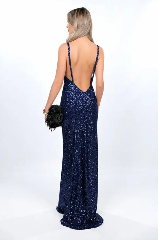 ROSERRY Margot Sequin Maxi Dress Navy - Green