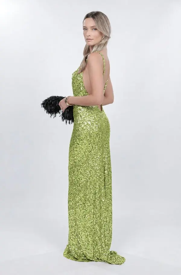 ROSERRY Margot Sequin Maxi Dress - Green