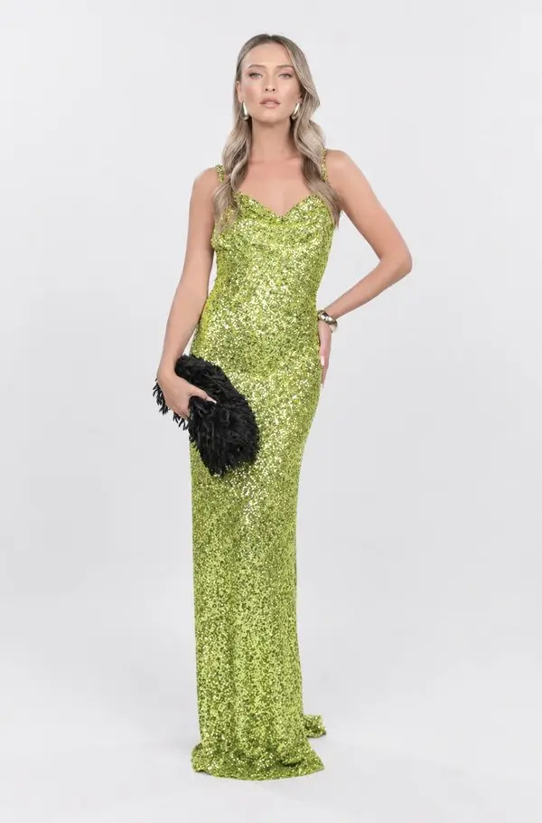ROSERRY Margot Sequin Maxi Dress - Green